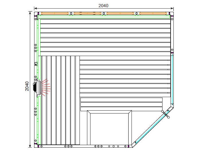 Sauna combine C2121R avec mur de sel | Santé Forme