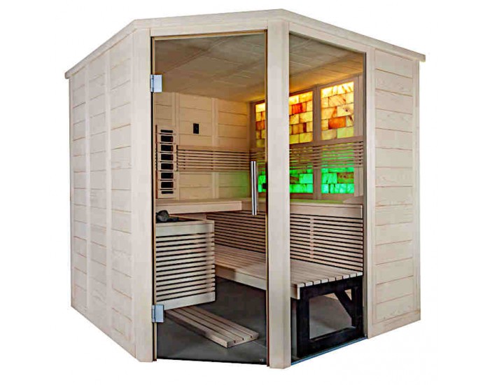 Sauna combine C2121R avec mur de sel | Santé Forme